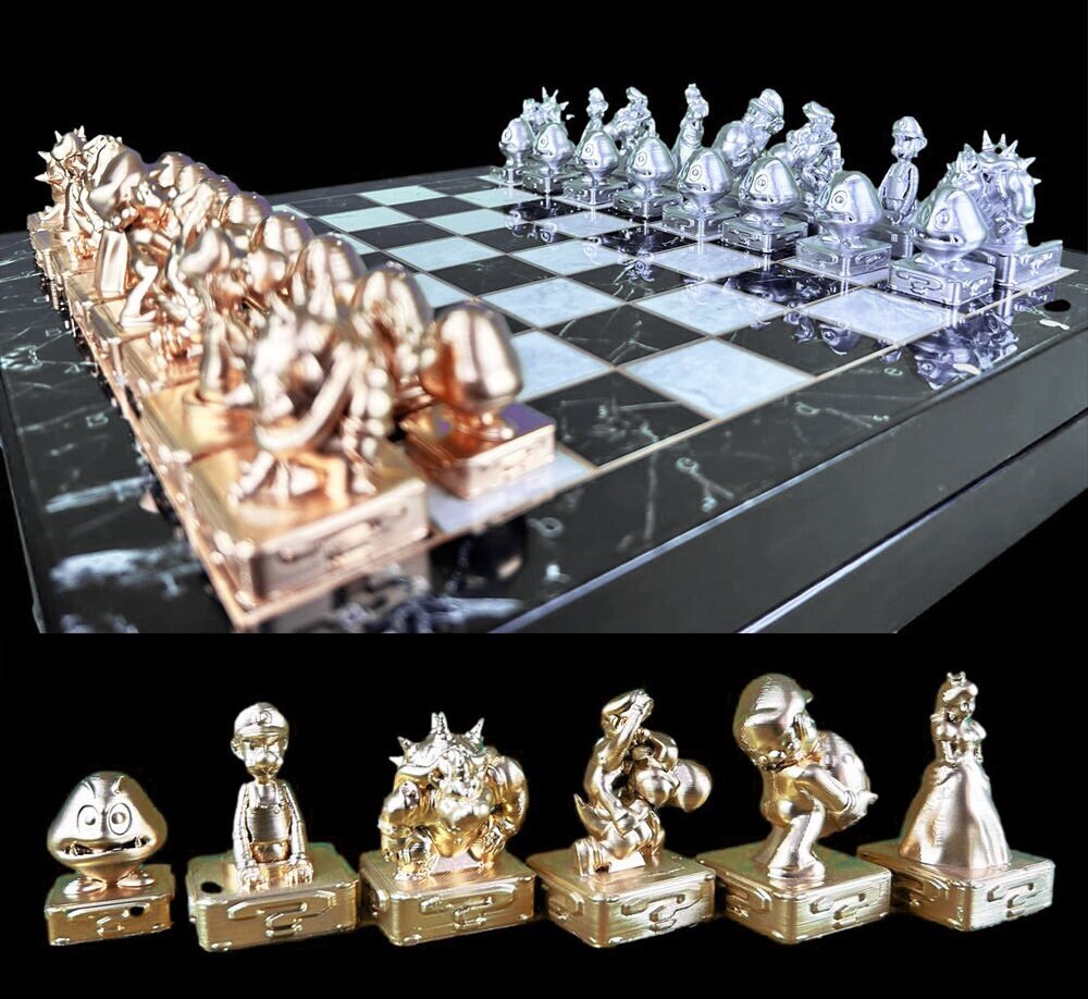 Mario Chess Set With Chessboard Supers Mario Chess Set Color Selection ...