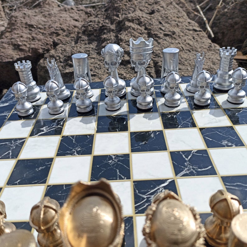 Skull Chess Set With Chessboard-skeleton Multicolor Chess - Etsy
