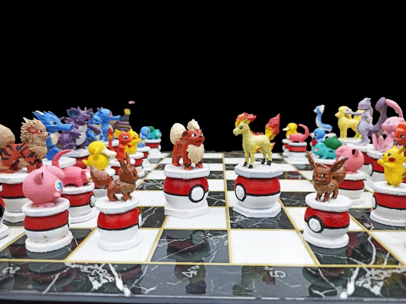 Personalized Pokemon Chess Set – Custom Nameplate With Marble Board - Etsy