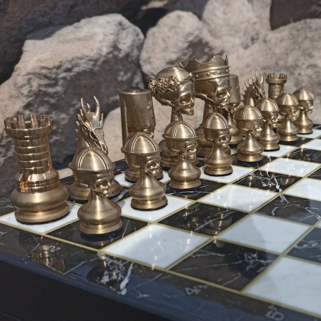 Skull Chess Set With Chessboard Skeleton Multicolor Chess - Etsy