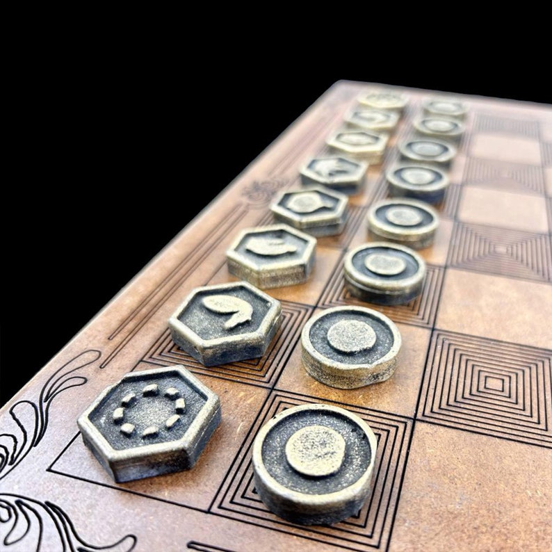 Metal 2D Checkers Chess Set With Chessboard | Personalized Chessboard ...