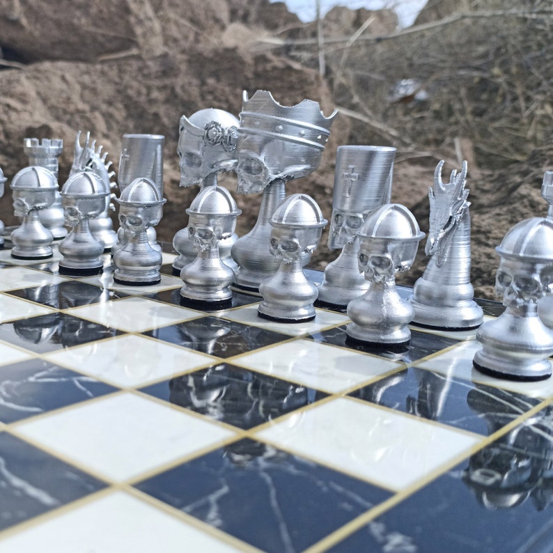 Skull Chess Set With Chessboard-skeleton Multicolor Chess - Etsy