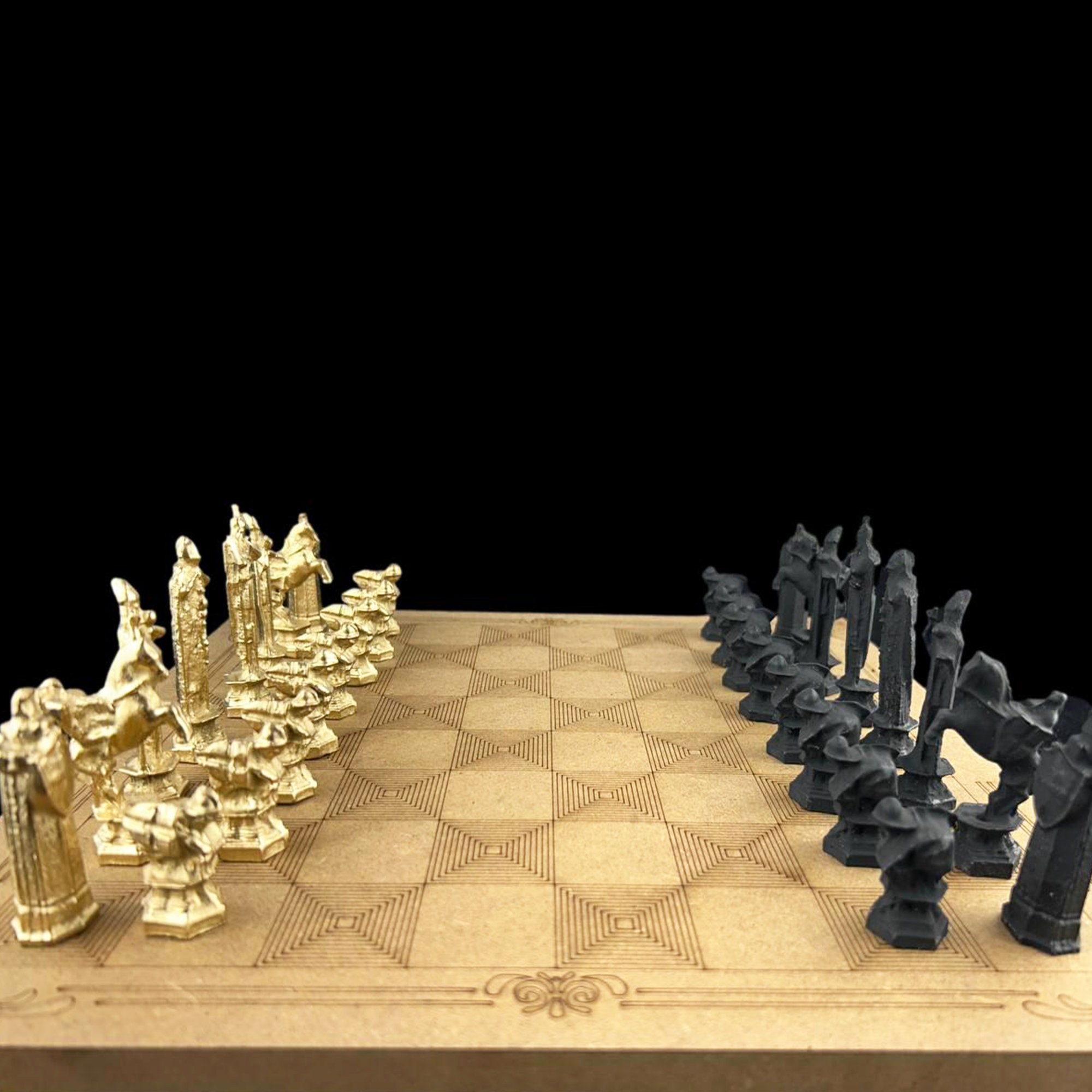 Heavy Metal Wizard Chess Pieces With Wizard Chess Set Personalized ...