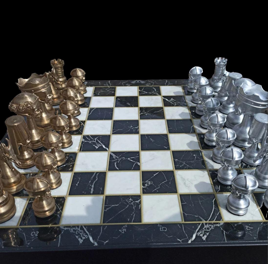 Skull Chess Set With Chessboard - Skeleton Multicolor Chess Game Death ...