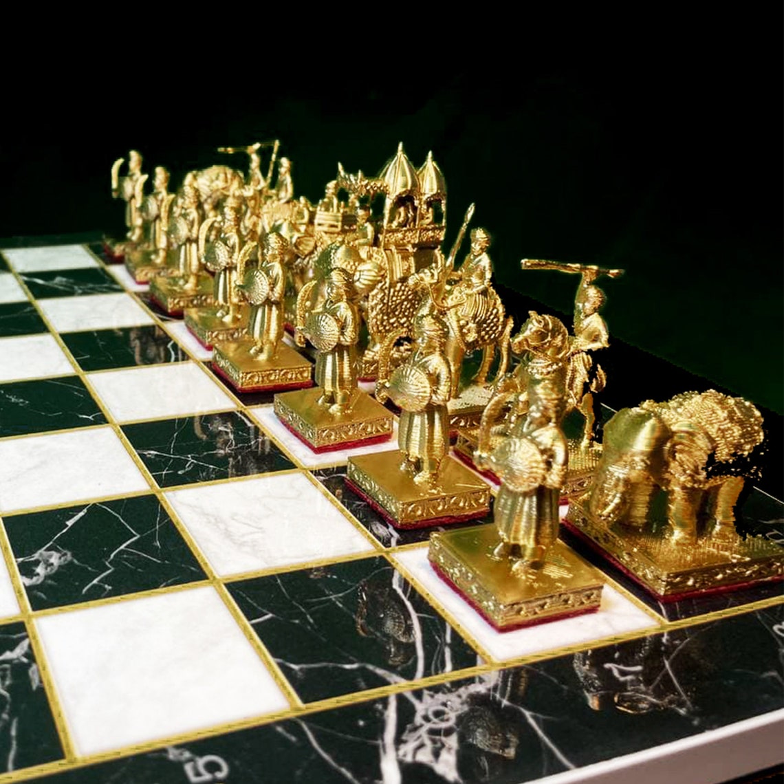 Indian Chess Set With Chessboard-indian Solder Chess Game - Etsy