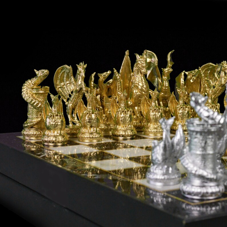 Dragon Chess Set With Chessboard Dragon Figures Chess Pieces - Etsy