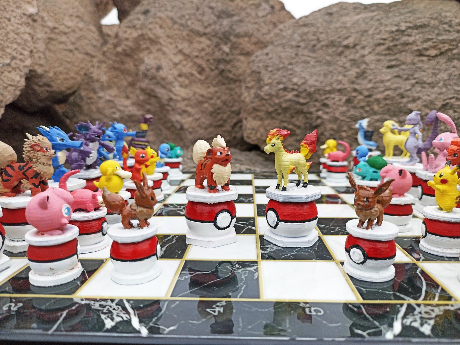 Pokemon Chess Set Personalized Pokemon Chess Set Pokeball - Etsy