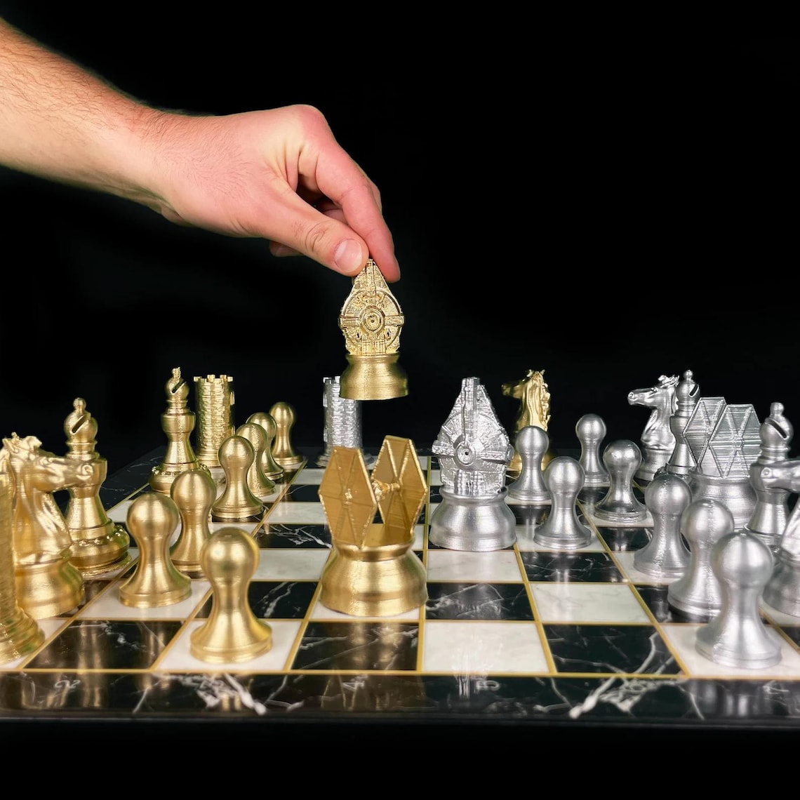 Star Space Chess Set With Marble Chest Chessboard - Sci-fi Gift - Etsy