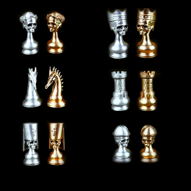 Skull Chess Set With Marble-look Board: Death's Head Resin Pieces - Etsy