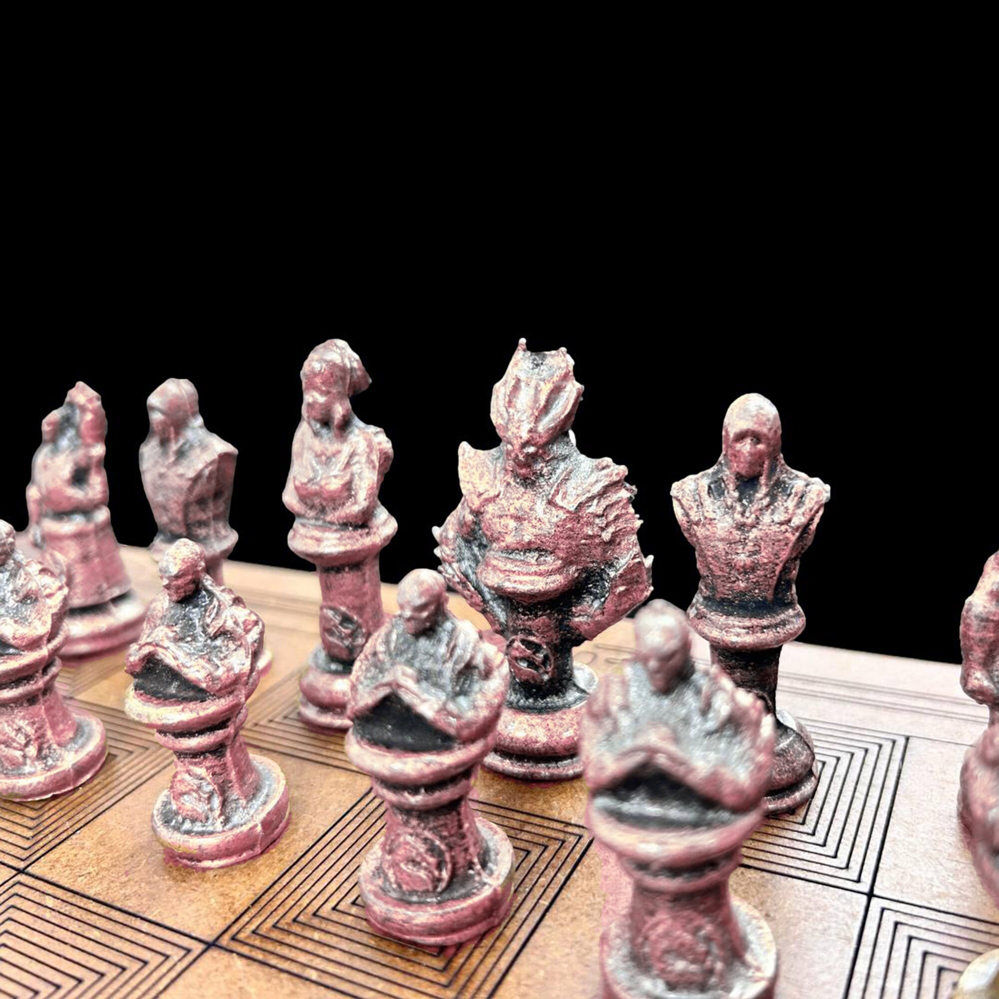 Handcrafted Metal Mortal Kombat Chess Set Geeky Game Room Decor ...