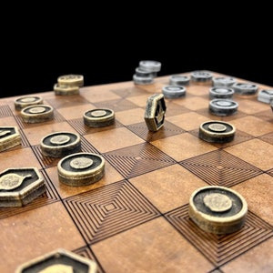 Metal 2D Checkers Chess Set With Chessboard | Personalized Chessboard ...