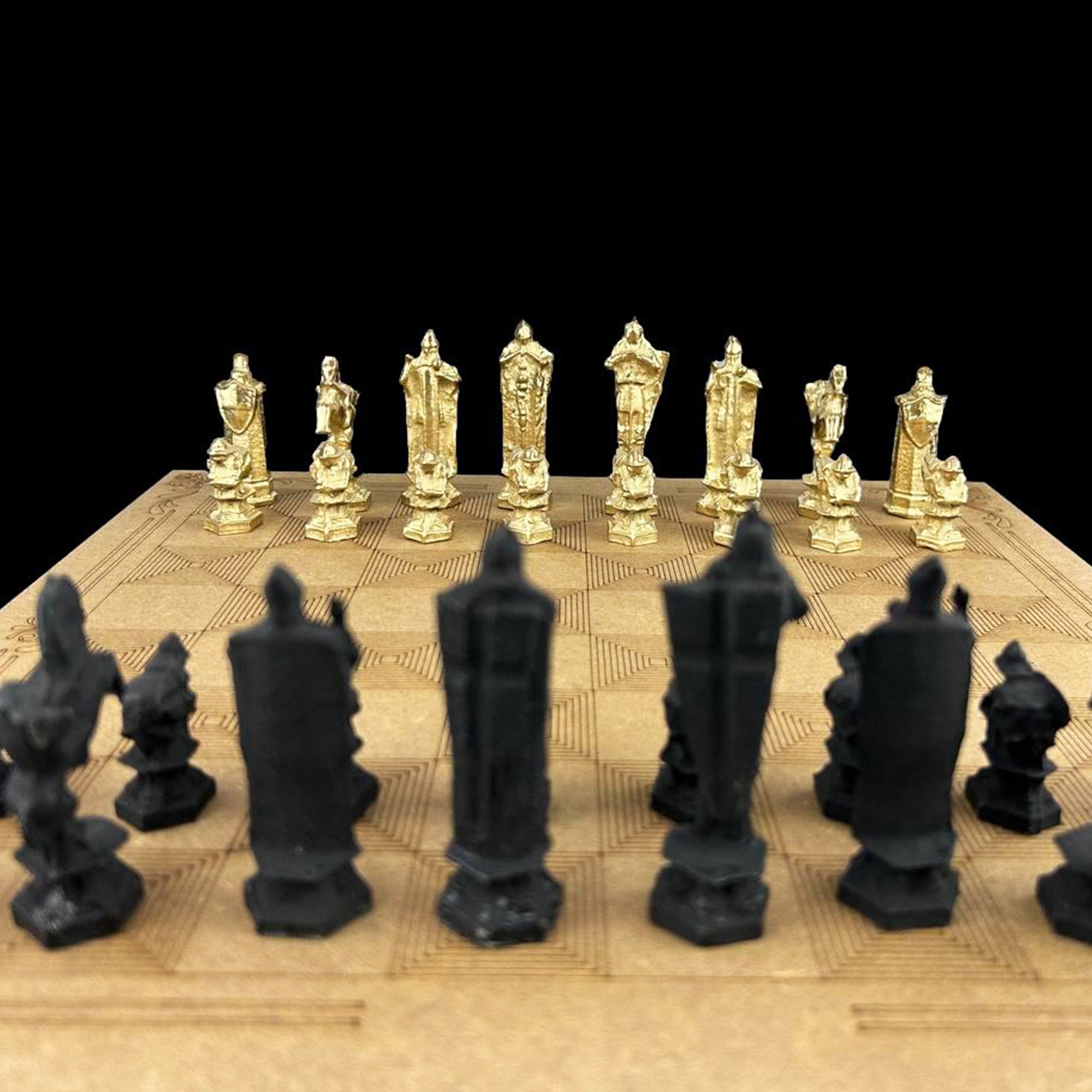 Heavy Metal Wizard Chess Pieces With Wizard Chess Set Personalized ...