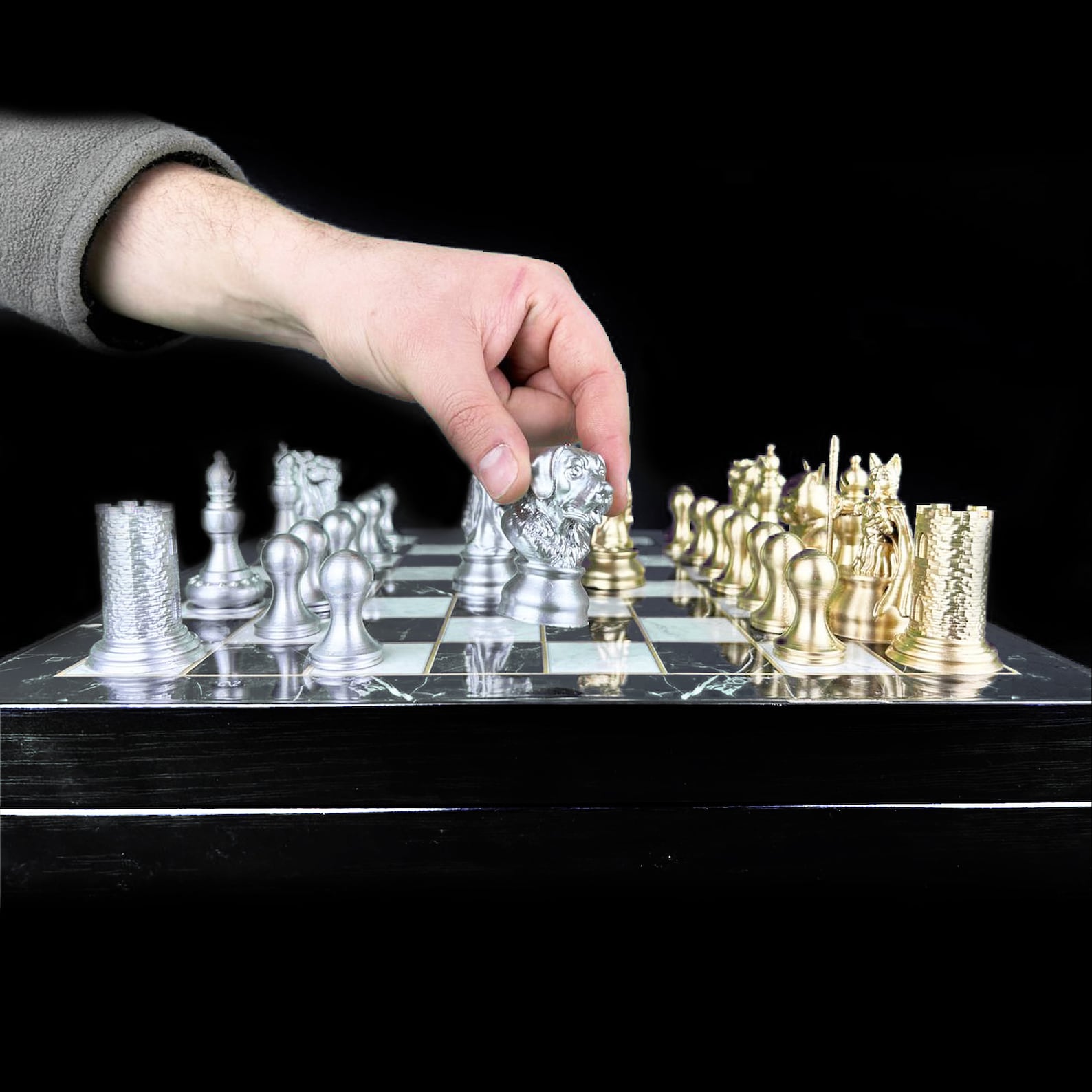 Unique Cat Versus Dog Chess Set With Chessboard Personalized Pet Chess ...
