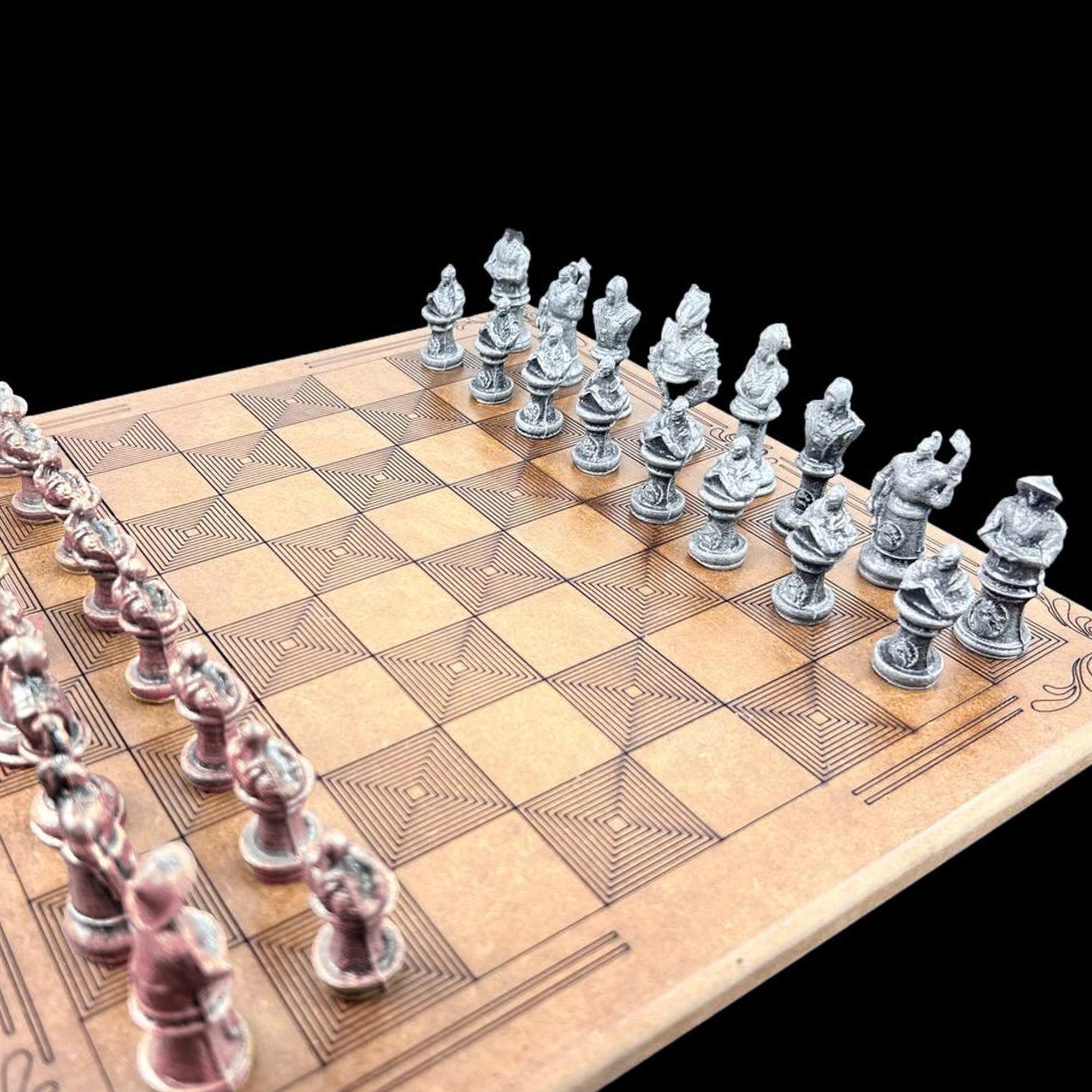 Handcrafted Metal Mortal Kombat Chess Set Geeky Game Room Decor ...