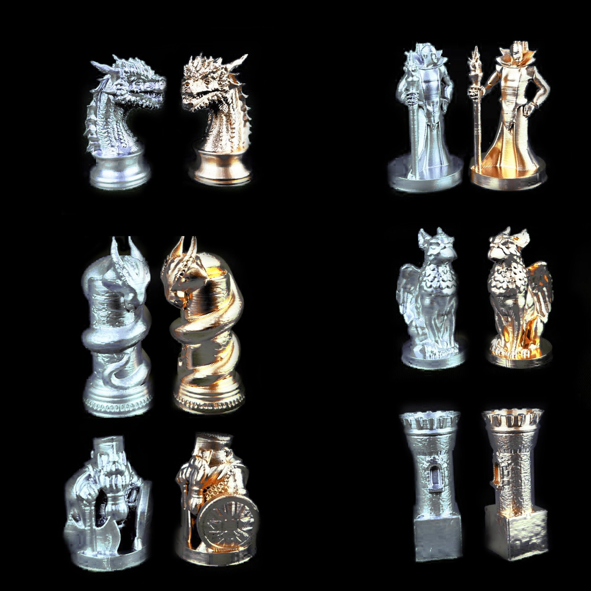 Dragon Chess Set With Chessboard Dragon Chess 8 Different Chess Pieces ...