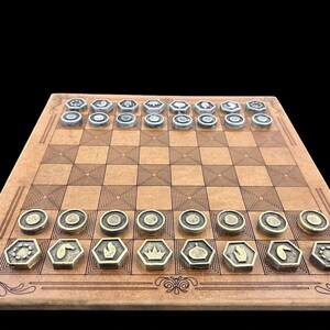 Metal 2D Checkers Chess Set With Chessboard | Personalized Chessboard ...