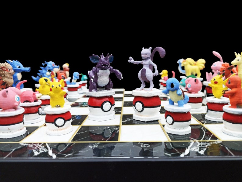 Personalized Pokemon Chess Set – Custom Nameplate With Marble Board - Etsy