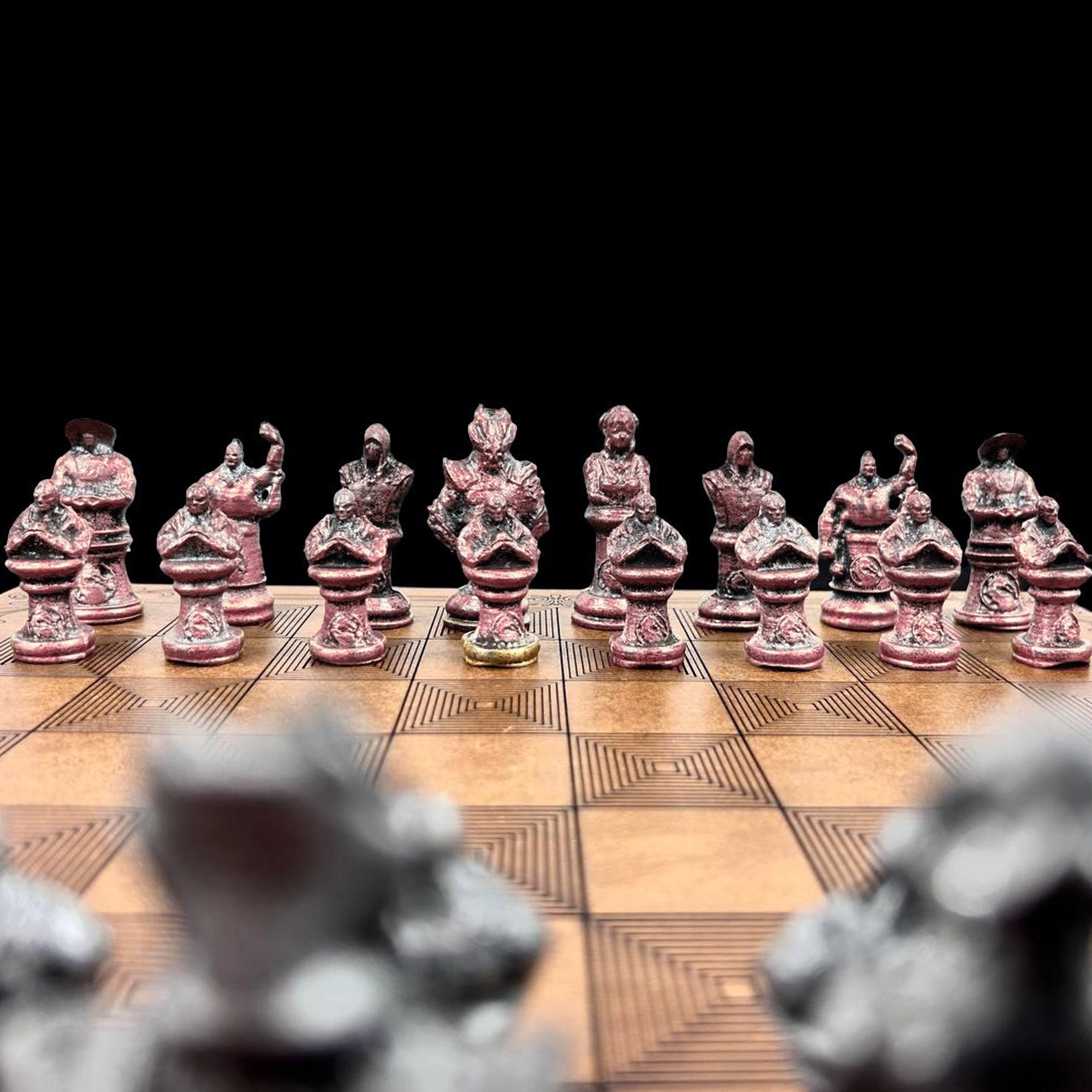 Handcrafted Metal Mortal Kombat Chess Set Geeky Game Room Decor ...