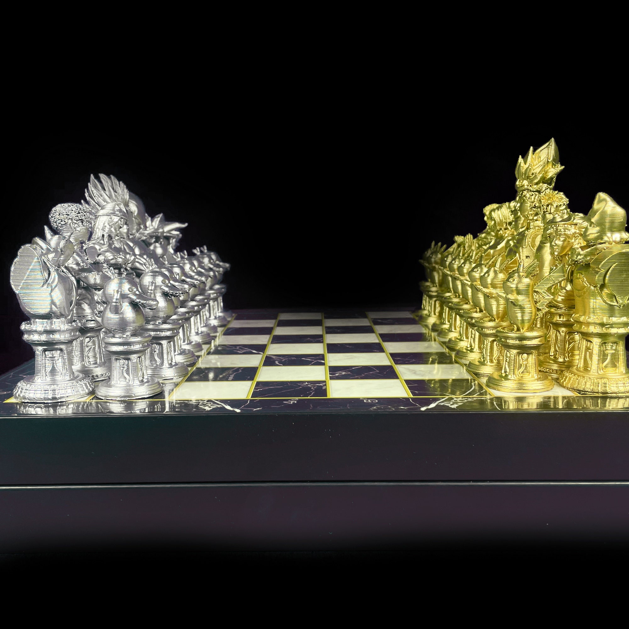 Anime Chess Set: PLA Plastic With Marble Board (14x14 Inch) - Etsy