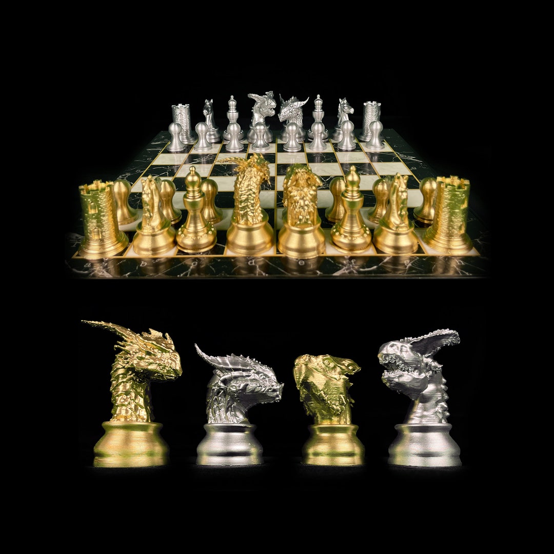 Japanese Mythological Dragon Chess Set With Chessboard - Smaug Chess ...