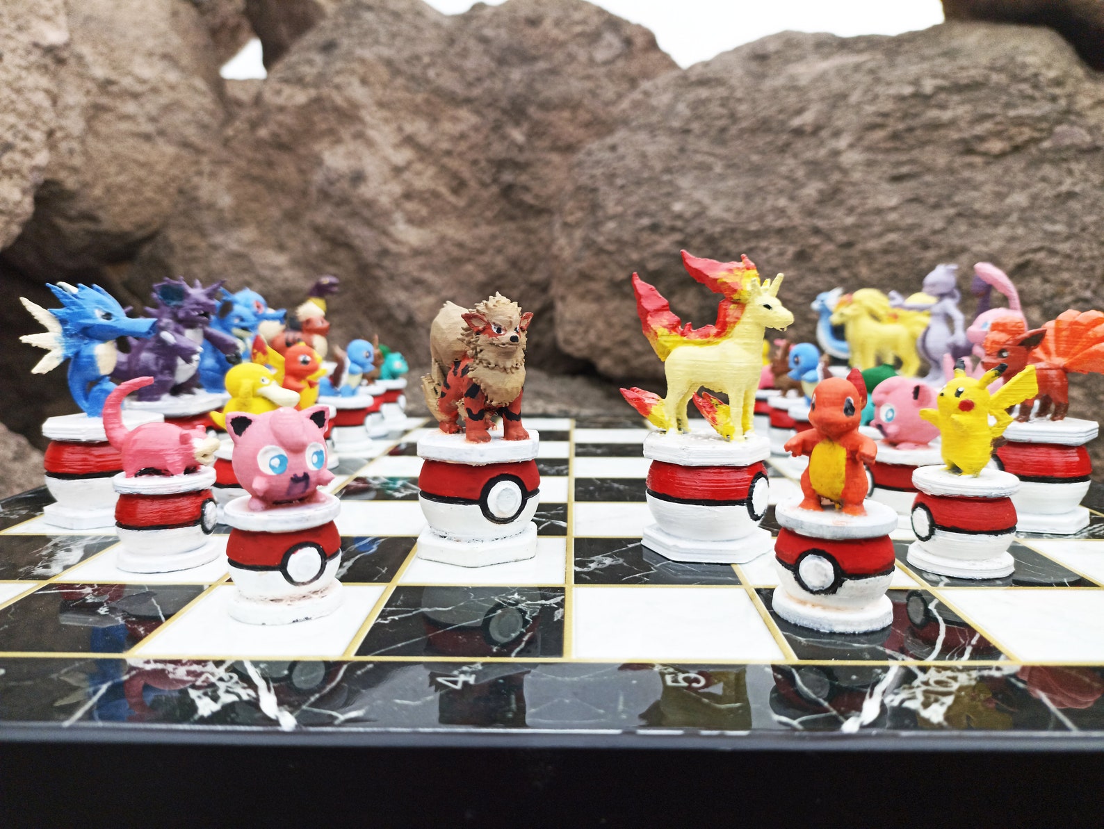 Pokemon Chess Set Personalized Pokemon Chess Set Pokeball - Etsy