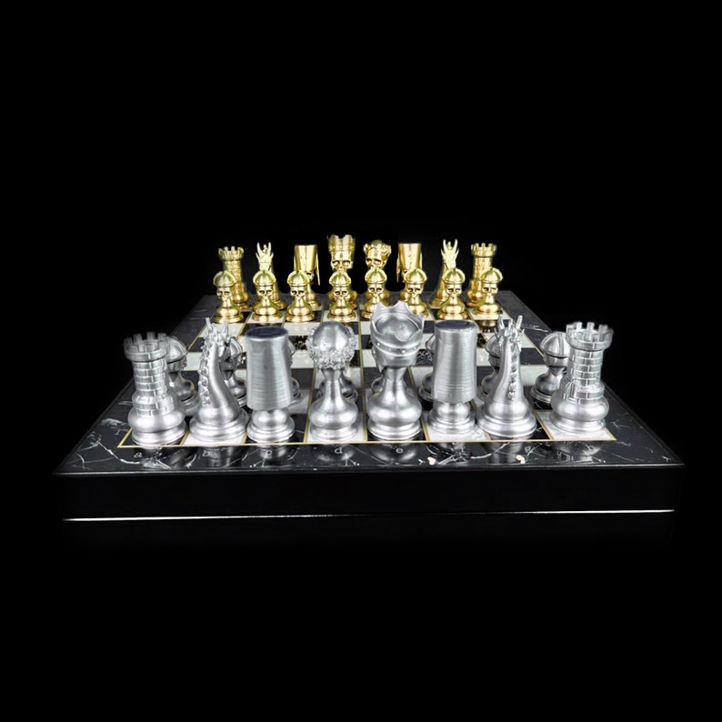 Skull Chess Set With Marble-look Board: Death's Head Resin Pieces - Etsy