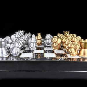 Squirrel Chess Set With Marbleized Board & Chest: Personalized Option ...