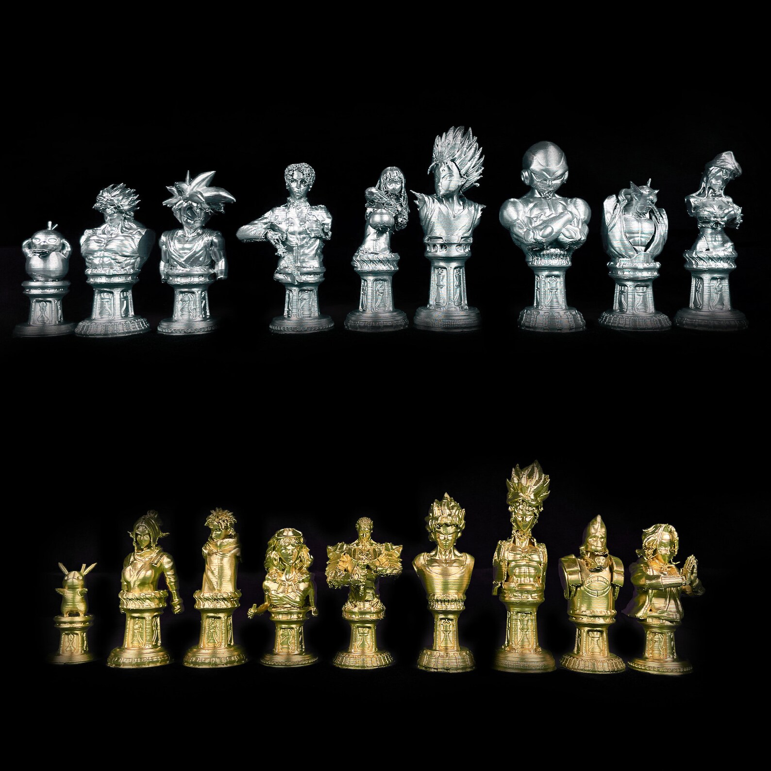 Anime Chess Set: PLA Plastic With Marble Board (14x14 Inch) - Etsy