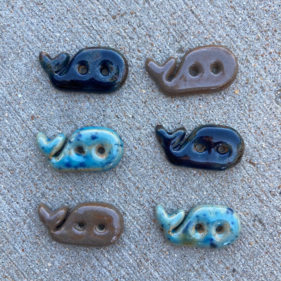 Two Handmade Ceramic Whale Buttons - Etsy