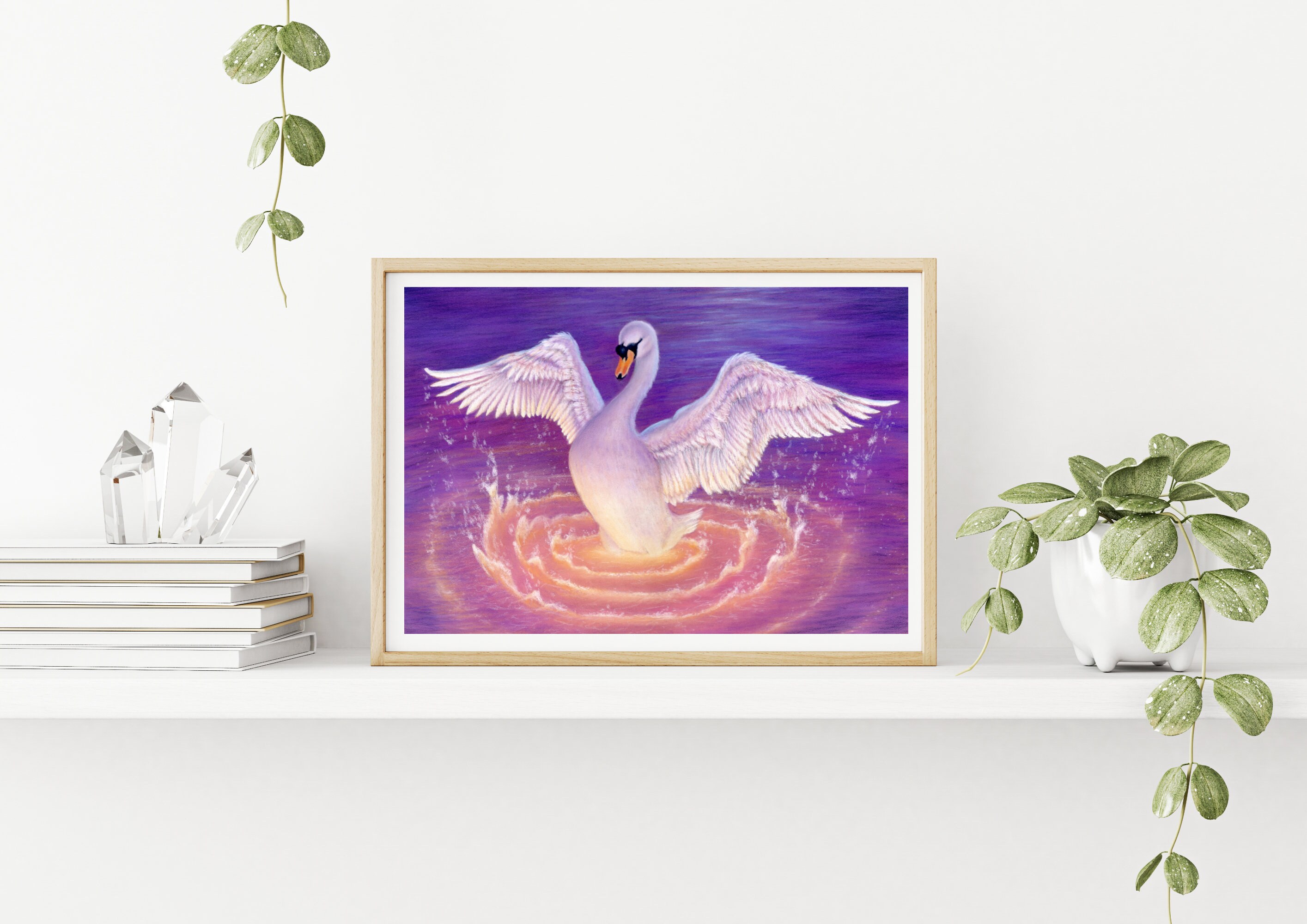 Ethereal Swan Animal Art Print, Art Decor, Wildlife Art, Fantasy Art ...