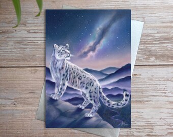 Snow Leopard Card - Etsy UK