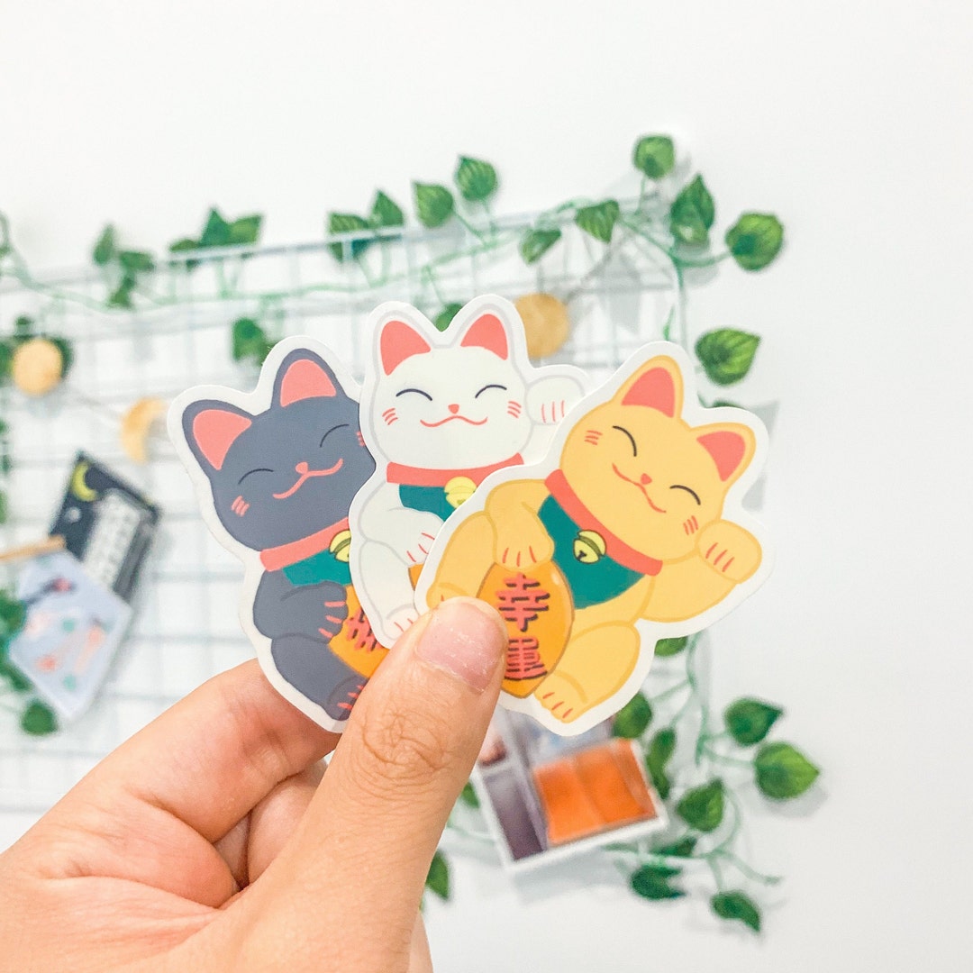 Lucky Cat Stickers, Cat Stickers, Asian Stickers, Cute Stickers ...