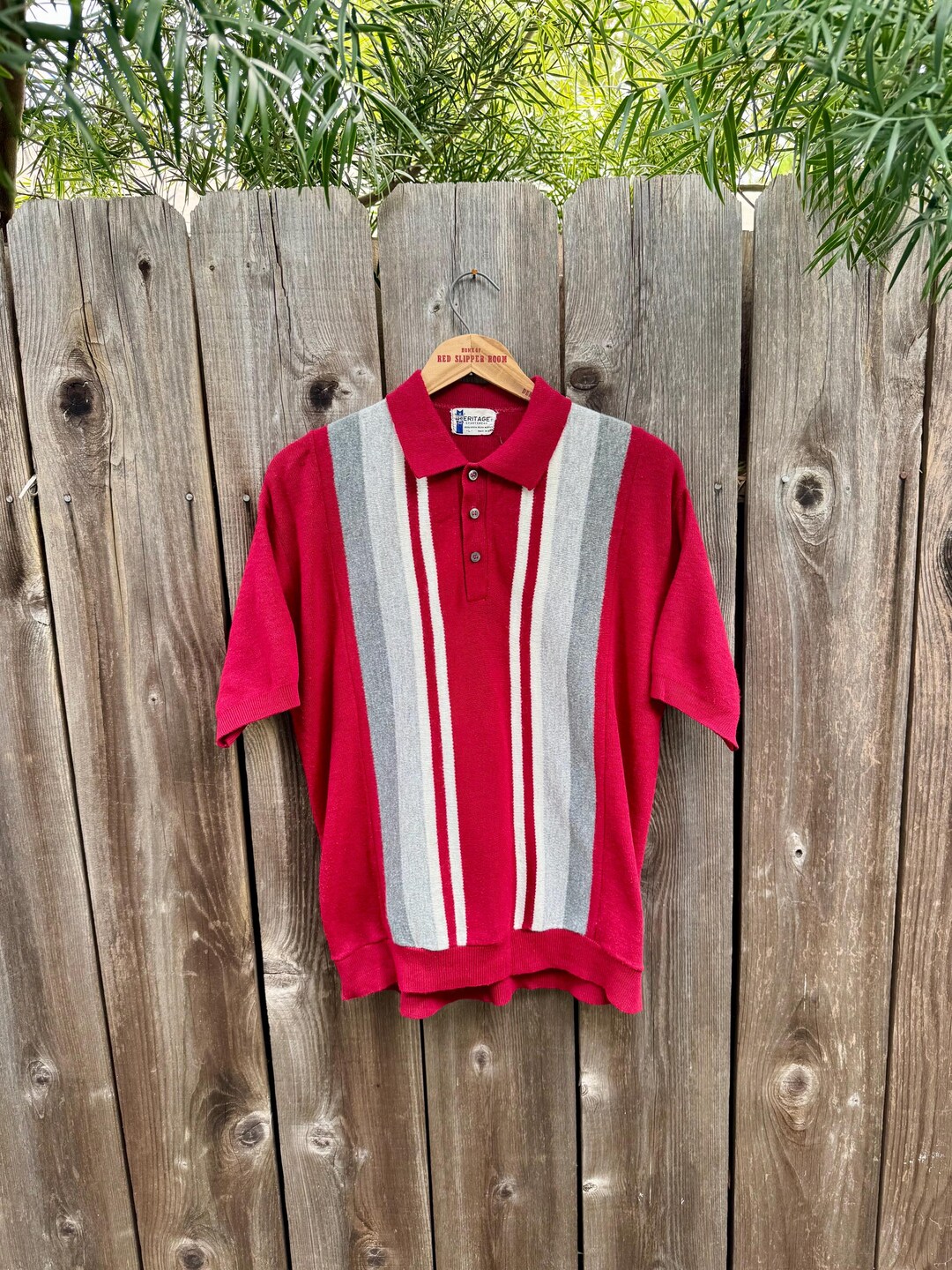 Heritage Sportswear Banlon Style Striped Polo Shirt Orlon Acrylic Made ...