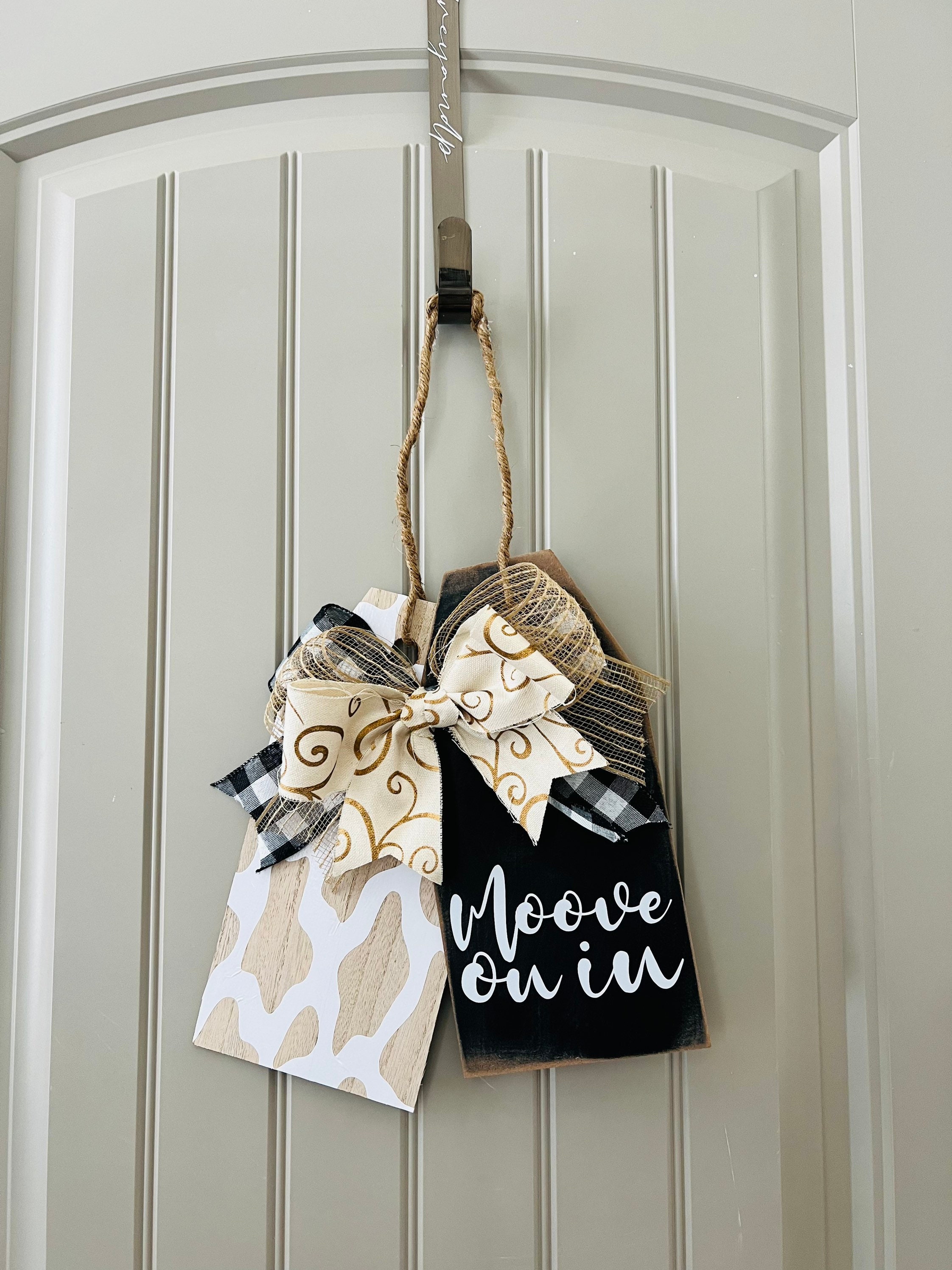 Wooden Door Hanger Tag, Cow Print Door Tag, Door Tag - Etsy
