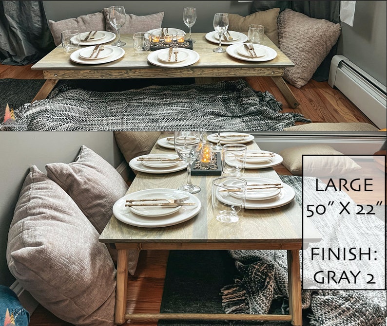 Tea Meditation Low Portable Boho Picnic Table With Foldable Legs Custom ...