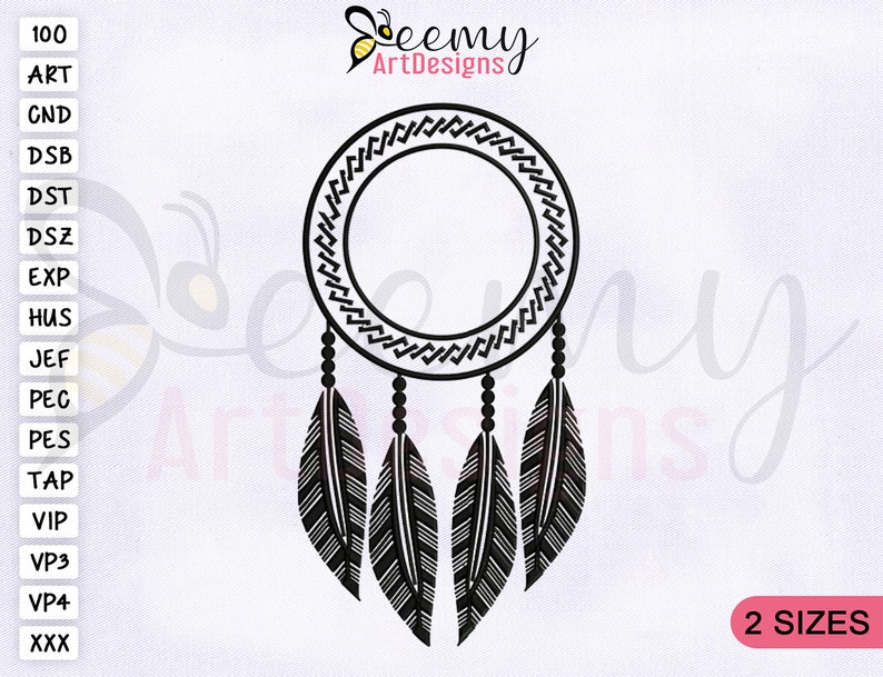 Dream Catcher Circle Monogram Embroidery Design 4x4 & 5x7 - Etsy