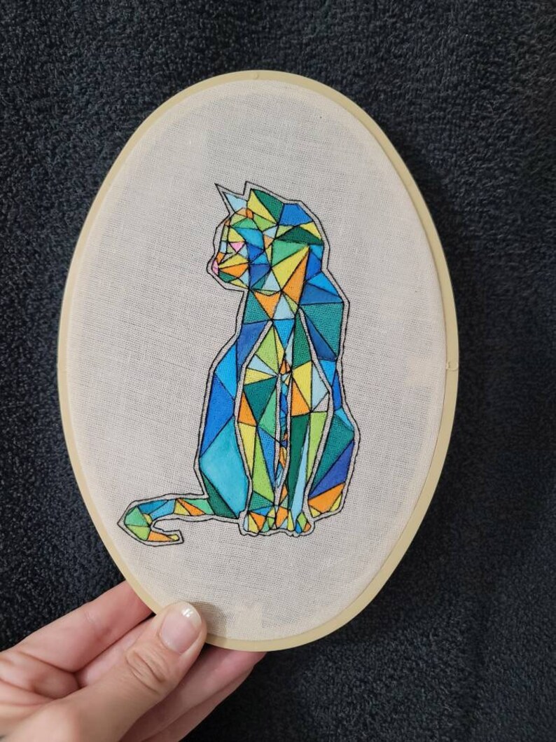 Geometric Cat Outline Embroidery Design 4x4 & 5x7 Hoop - Etsy