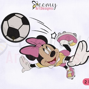Minnie Playing Soccer Machine Embroidery Design, Minnie Mouse ...