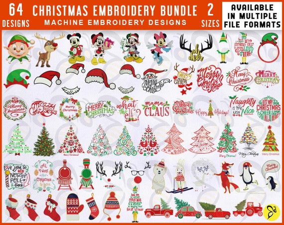 60 Christmas Embroidery Designs Bundle 4x4 & 5x7 Hoop | Etsy