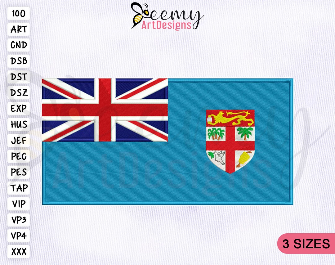 Fiji Flag Machine Embroidery Design, 2.5x2.5, 4x4 and 5x7 Hoop Flag ...