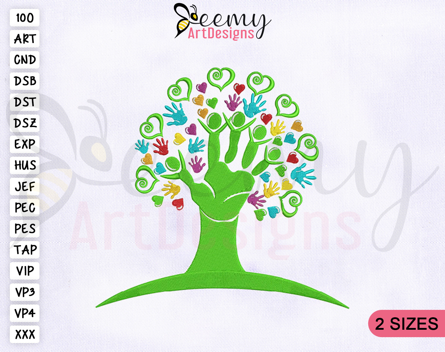 Helping Hands Family Tree Embroidery Design 4x4 and 5x7 Hoop - Etsy