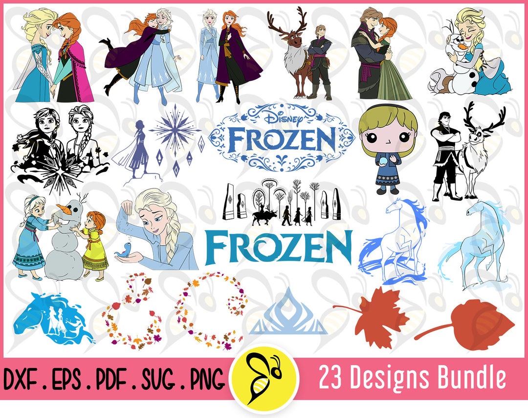 Frozen Princess SVG Vector Art Bundle, Frozen Princess Elsa, Anna ...