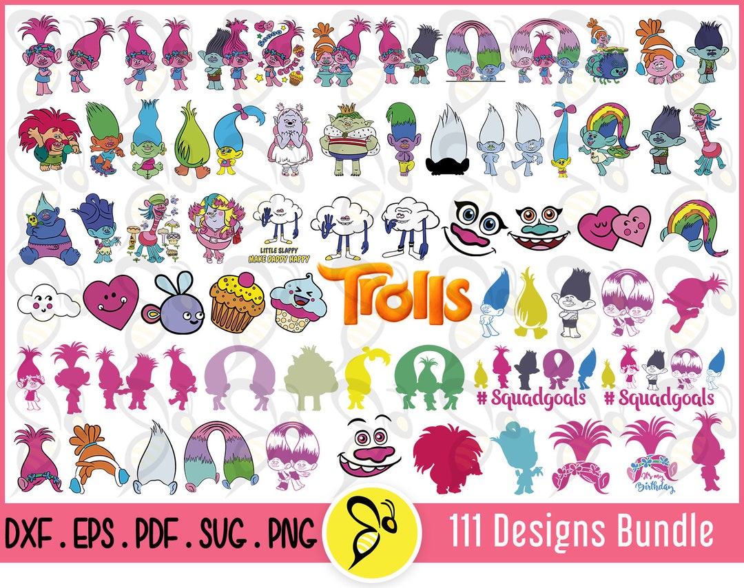 Trolls SVG Vector Art Designs Bundle, Trolls Logo Vector Art, Branch ...