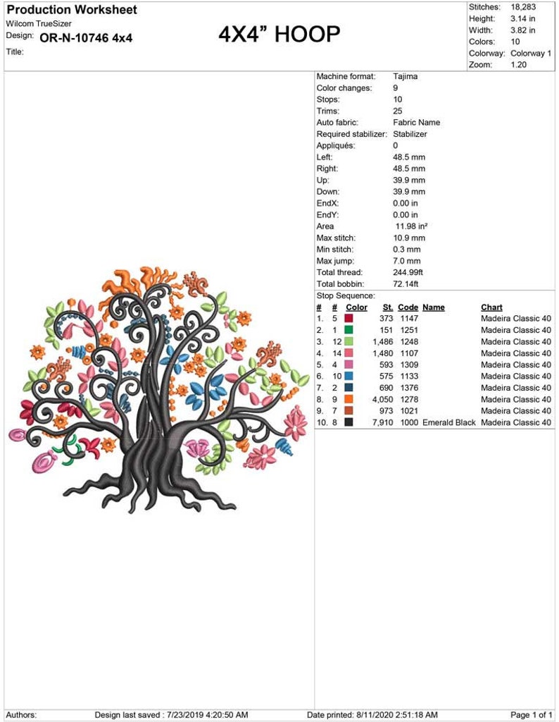 Colorful Life of Tree Embroidery Design, 4x4 and 5x7 Hoop, Life Tree ...
