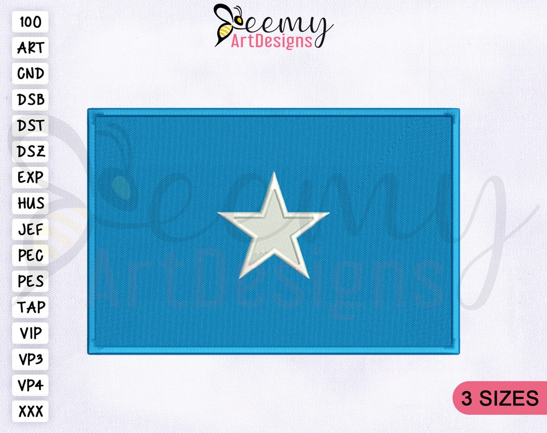 Somalia Flag Machine Embroidery Design | 2.5x2.5 Hat Design | 4x4 Hoop ...