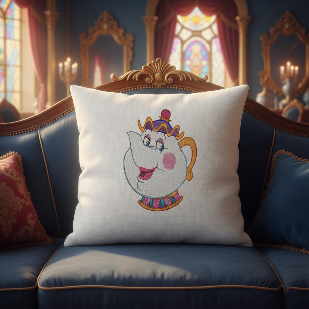 Beauty and the Beast Mrs. Potts Embroidery Design, Beauty and the Beast ...