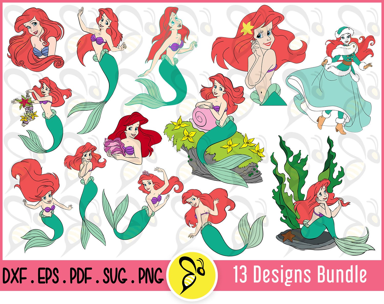 The Little Mermaid SVG Vector Art Designs Bundle Mermaid - Etsy