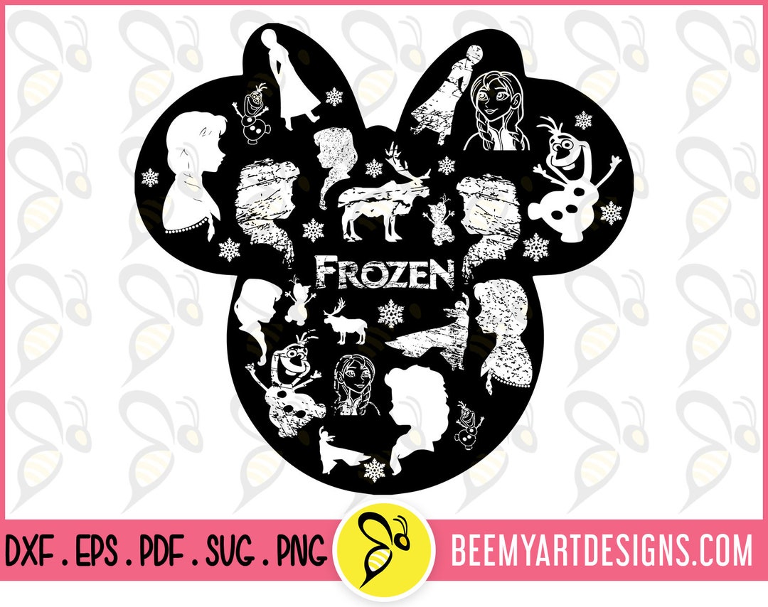 Silhouette Frozen Minnie Face SVG Vector Design, Minnie Face Cut File ...