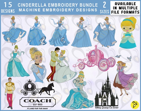 Cinderella Embroidery Designs Bundle 2 Sizes EMB Designs | Etsy