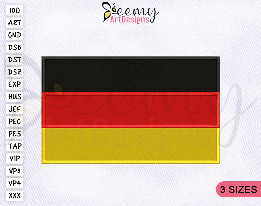 Germany Flag Machine Embroidery Design, 2.5x2.5, 4x4, & 5x7 Hoop EMB ...